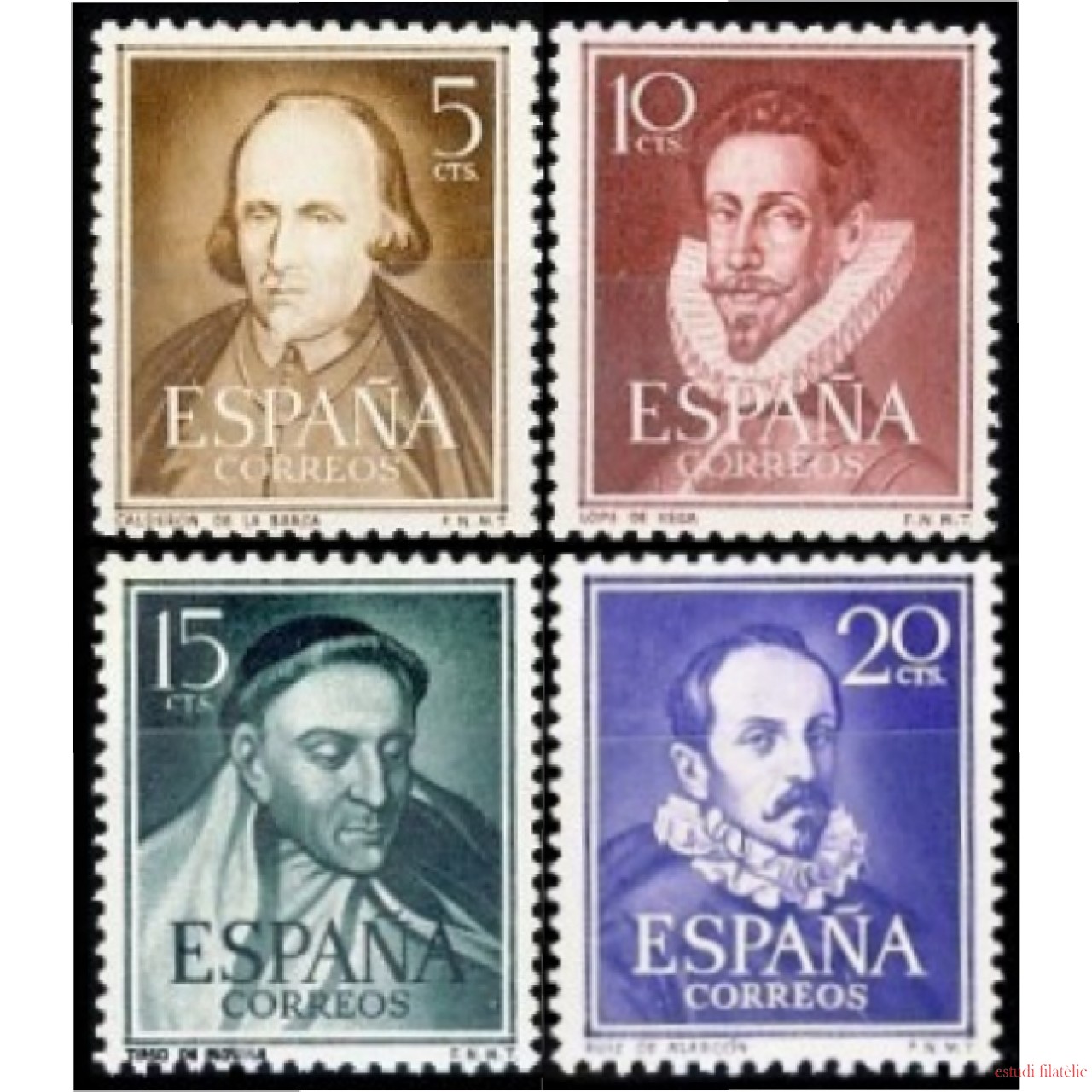 España Spain Nº 1071/74 Año 1950 - 1953 Escritores Calderón Lope MNH