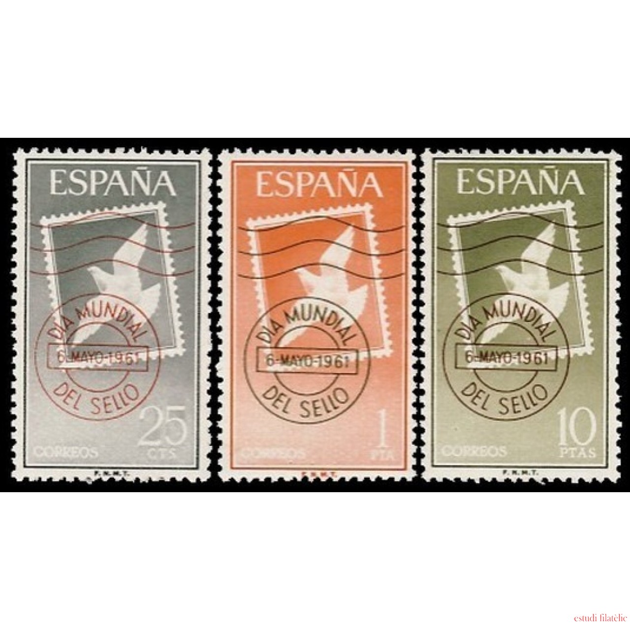 ESPAÑA SPAIN Nº 1348/50 1961 AÑO DIA MUNDIAL DEL SELLO LUJO MNH