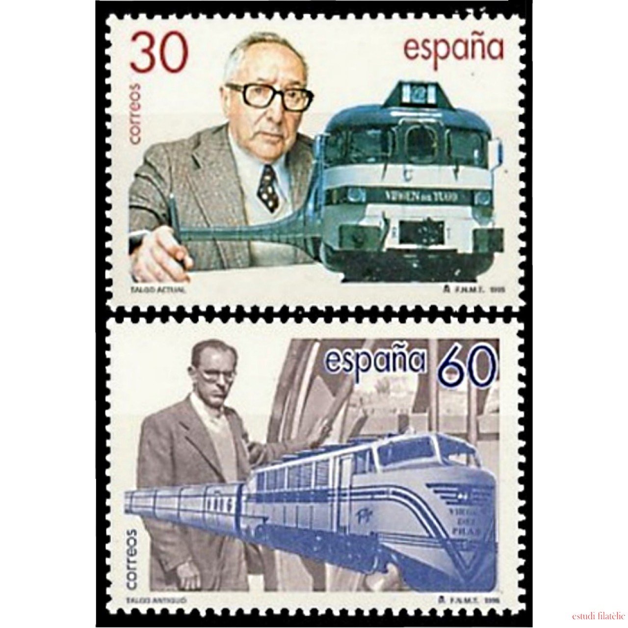 España Spain Nº 3347/48 Año 1995 Tren Talgo Centenario del nacimiento ...