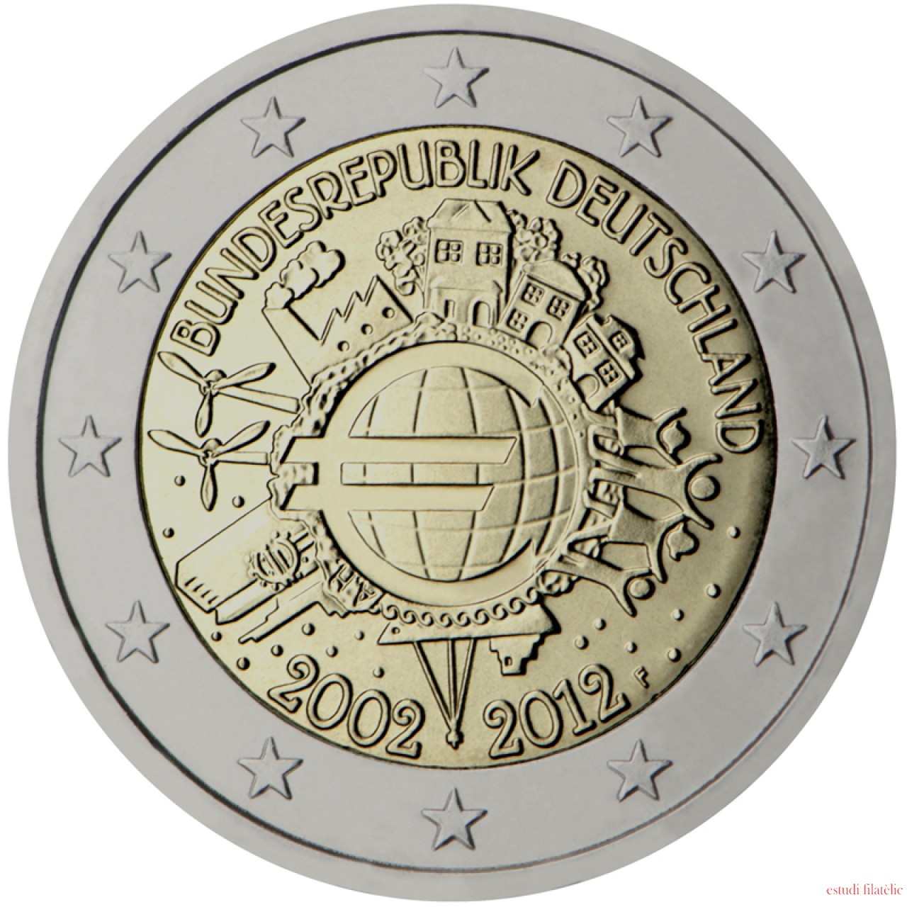 Monedas - X Aniversario del €uro - Moneda 2 euros Alemania 2012 ( 5 cecas )