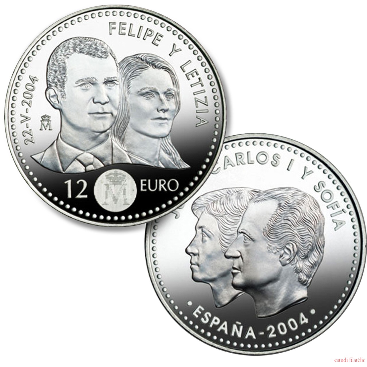 España Spain monedas Euros conmemorativos 2004 12 euros Boda Príncipes ...