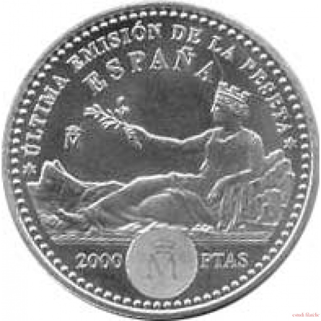 España Juan Carlos 2000 Pesetas 2001 de plata Última Emisión